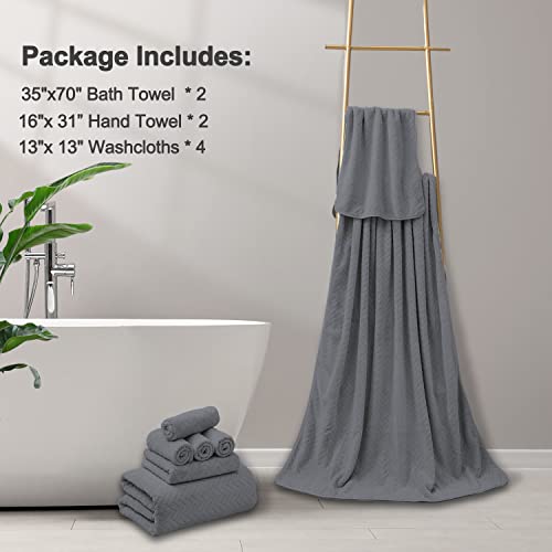 Ferdilan 8 Pack Gray Bath Towel Set, 2 Extra Large Bath Towel Sheets, 2 Hand Towels and 4 Washcloths Ultra Soft and Absorbent Chair Towels for Bathroom, Quick Dry Towel for Home Hotel