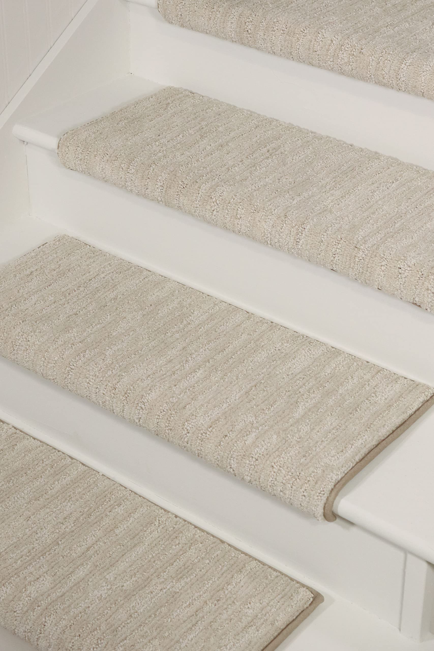Oak Valley Designs™ Rounded Bullnose Carpet Stair Treads - Anti Slip Indoor Stair Mats for Wooden Stairs, Style: Brindle, Cottonwood, 27” W X 9.75" D (Set of 14)