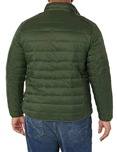 Amazon Essentials Men's Packable Lightweight Water-Resistant Puffer Jacket (Available in Big & Tall), Dark Green, Medium