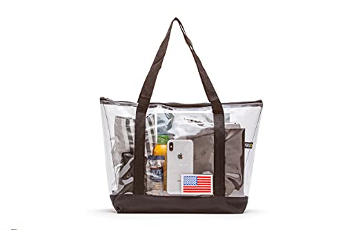 Expersion Clear American Flag Tote Bag, Transparent Heavy Duty See-Through U.S. Handbag for Concerts, Arenas and US Sporting Events, Stadium Approved (green)