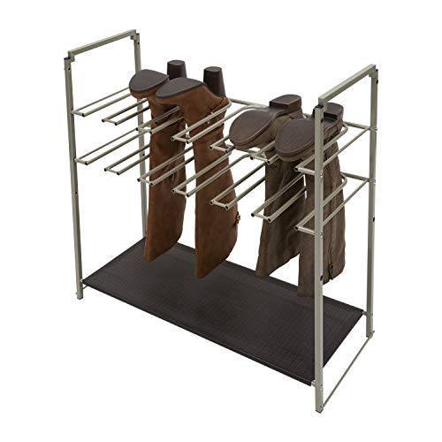 Organize It All 6 Pair Boot Rack | Dimensions: 27.76 x 10.63 x 25.12 | Stackable | Space Saving | Closet Storage |Durable| Sliver | Brown