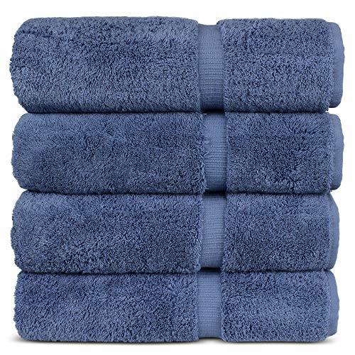 Chakir Turkish Linens 100% Cotton Premium Turkish Towels for Bathroom | 27'' x 54'' (4-Piece Bath Towels - Wedgewood)