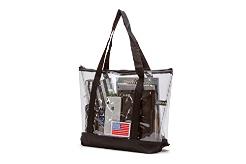Expersion Clear American Flag Tote Bag, Transparent Heavy Duty See-Through U.S. Handbag for Concerts, Arenas and US Sporting Events, Stadium Approved (green)