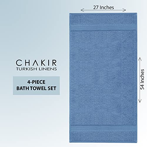 Chakir Turkish Linens 100% Cotton Premium Turkish Towels for Bathroom | 27'' x 54'' (4-Piece Bath Towels - Wedgewood)