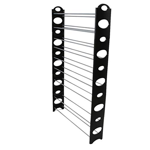 conrover 10-Tier Shoe Rack Shoes and Boots Storage Organizer 50 Pairs Shoe Rack for Entryway Closet and Bedroom Shoe Shelf Metal & Plastic Shoe Tower, Black & Silver