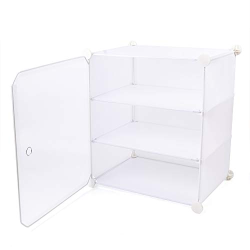 Portable Shoe Storage Organzier Tower, Dust-proof Shoe Rack Shelf Plastic Shoe Storage Cabinet with Doors, Foldable Shoe Storage Rack for Sneaker Collection Heels, Boots, Slippers (4 x 12-tier)