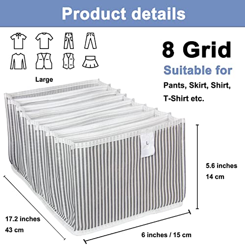 TY 6 Pcs Wardrobe Clothes Organizer , for Folded Closet Organizers and Storage Clothing Bedroom Jeans, white grey