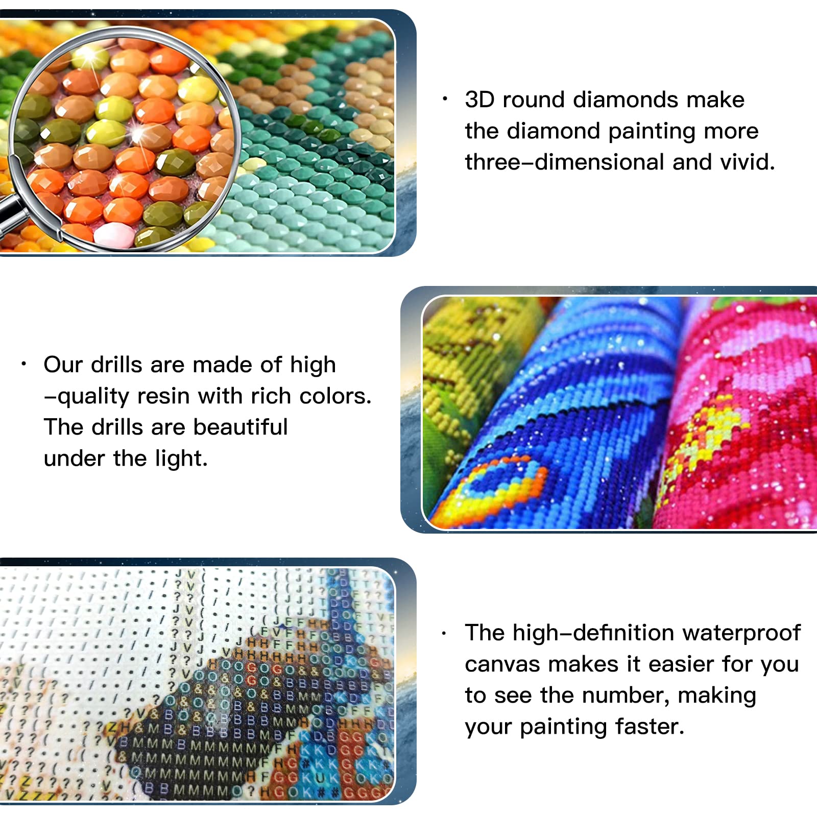 ZYNERY 3 Pack Wolf Diamond Painting Kit for Adults, Diamond Art with Accessories - Gem Art Full Drill for Home Wall Decor Birthday Gift