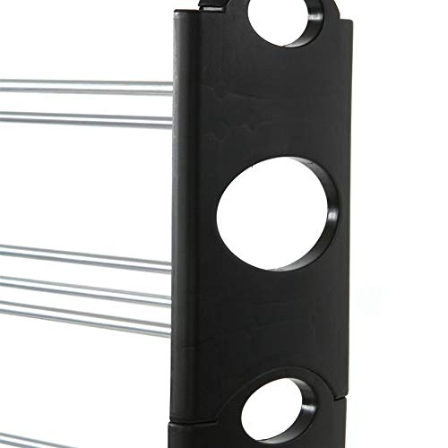 conrover 10-Tier Shoe Rack Shoes and Boots Storage Organizer 50 Pairs Shoe Rack for Entryway Closet and Bedroom Shoe Shelf Metal & Plastic Shoe Tower, Black & Silver