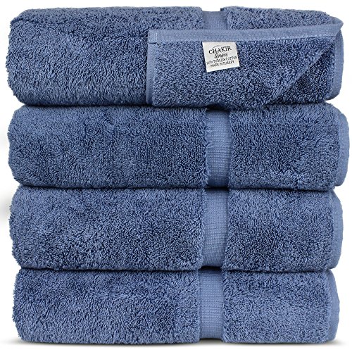Chakir Turkish Linens 100% Cotton Premium Turkish Towels for Bathroom | 27'' x 54'' (4-Piece Bath Towels - Wedgewood)