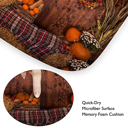 4PC Fall Thanksgiving Bathroom Set, Orange Pumpkin Shower Curtain Set with Shower Curtain and Rugs and Accessories,Bathroom Decor Shower Curtains with Soft Non-Slip Bath Mat and Toilet Lid Cover Mat