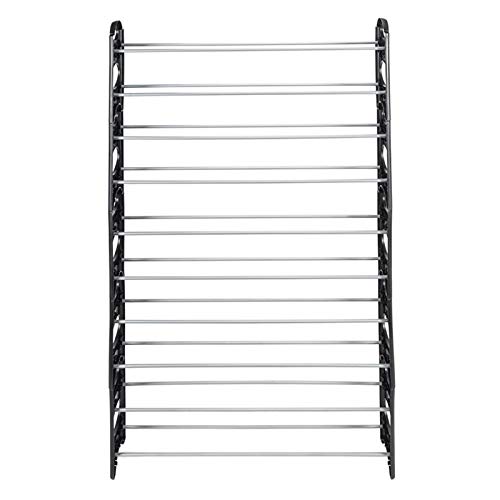 conrover 10-Tier Shoe Rack Shoes and Boots Storage Organizer 50 Pairs Shoe Rack for Entryway Closet and Bedroom Shoe Shelf Metal & Plastic Shoe Tower, Black & Silver