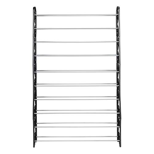 conrover 10-Tier Shoe Rack Shoes and Boots Storage Organizer 50 Pairs Shoe Rack for Entryway Closet and Bedroom Shoe Shelf Metal & Plastic Shoe Tower, Black & Silver