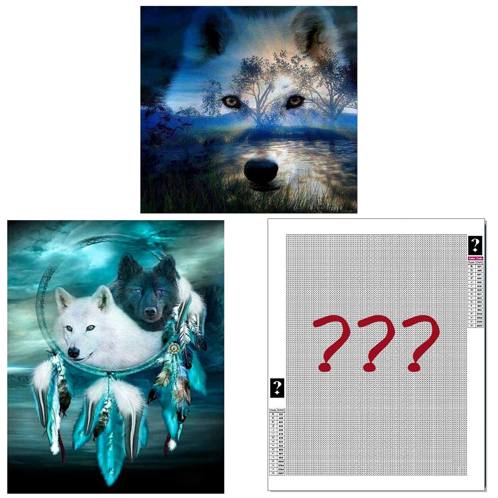 ZYNERY 3 Pack Wolf Diamond Painting Kit for Adults, Diamond Art with Accessories - Gem Art Full Drill for Home Wall Decor Birthday Gift
