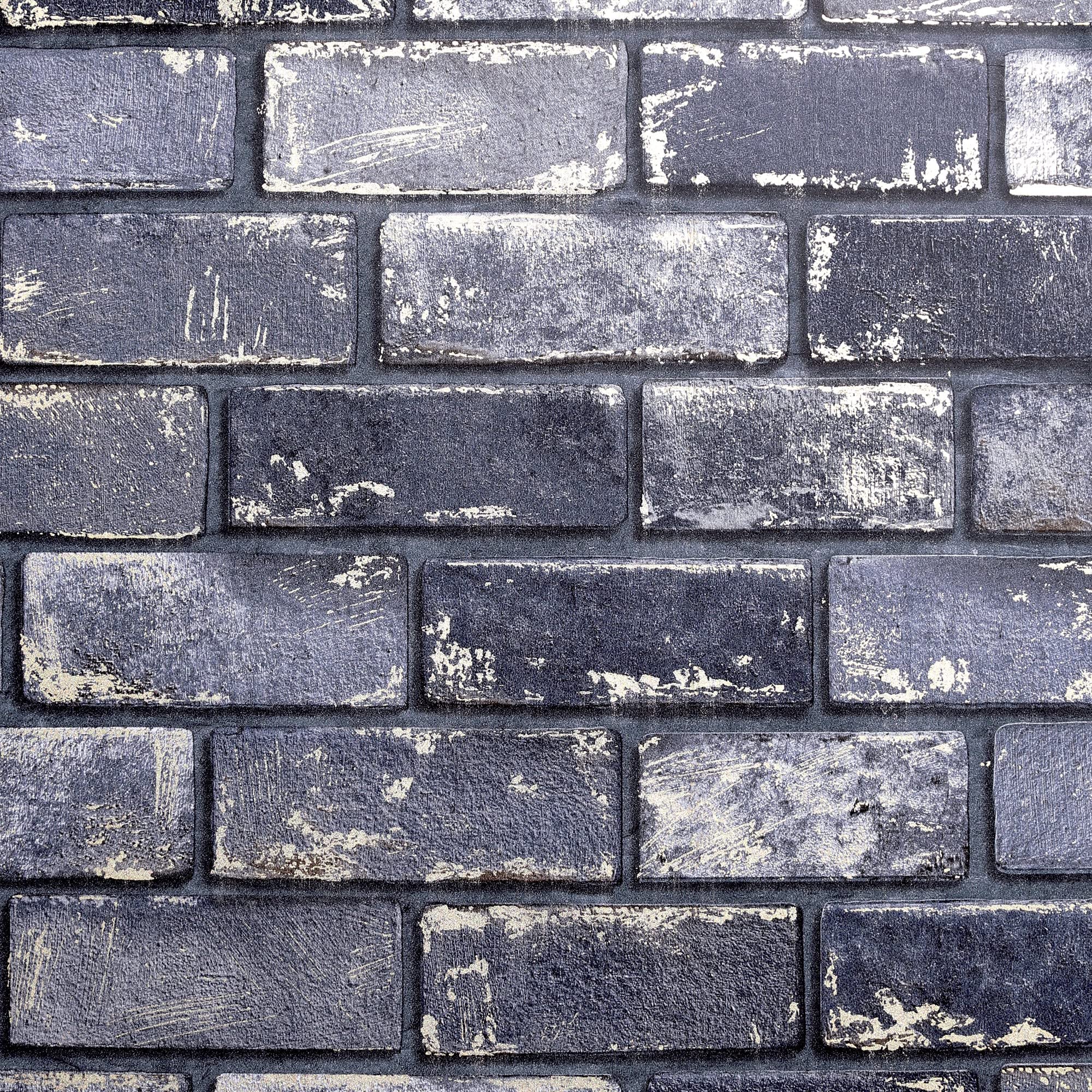 Arthouse ArtiSTICK Metallic Brick Navy Gold Peel and Stick Self Adhesive Wallpaper 6m/19.6 Foot Long - Great for Upcycling Furniture - Cabinets Kitchen Drawers Shelves - Peel & Stick 300207