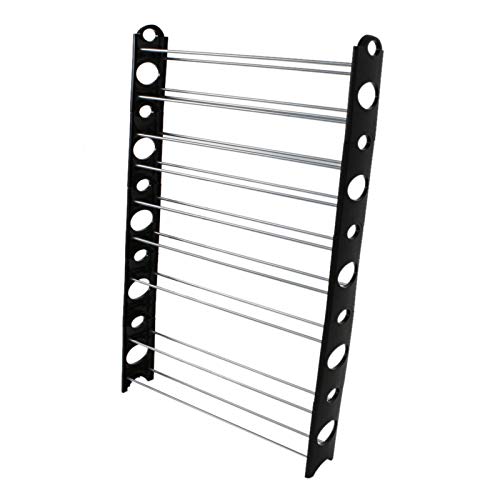 conrover 10-Tier Shoe Rack Shoes and Boots Storage Organizer 50 Pairs Shoe Rack for Entryway Closet and Bedroom Shoe Shelf Metal & Plastic Shoe Tower, Black & Silver