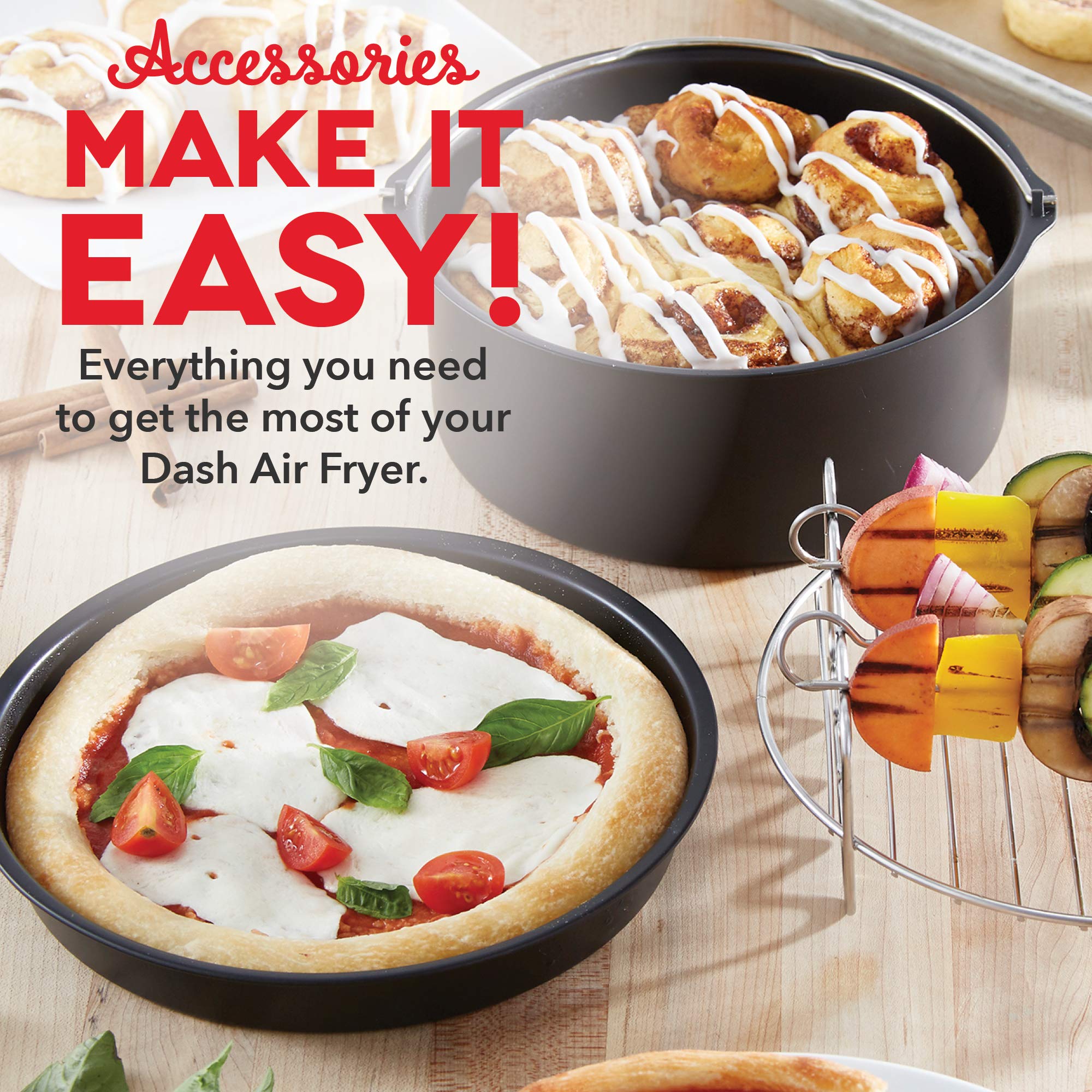 Dash DFAF455GBAQ01 Deluxe Electric Air Fryer + Oven Cooker, 6 Quart, 6 qt, Aqua & DFAF450UP1 Air Fryer, Deluxe, Accessory Bundle