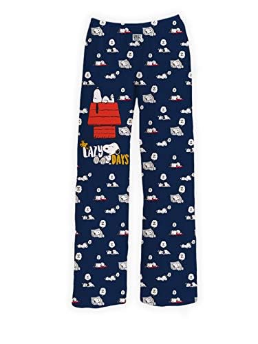 BRIEF INSANITY Snoopy Unisex Lounge Pajama Pants - Comfy, Loose-Fit, Ultra-Soft - Snoopy Lazy Days Sleep Bottoms (Medium)