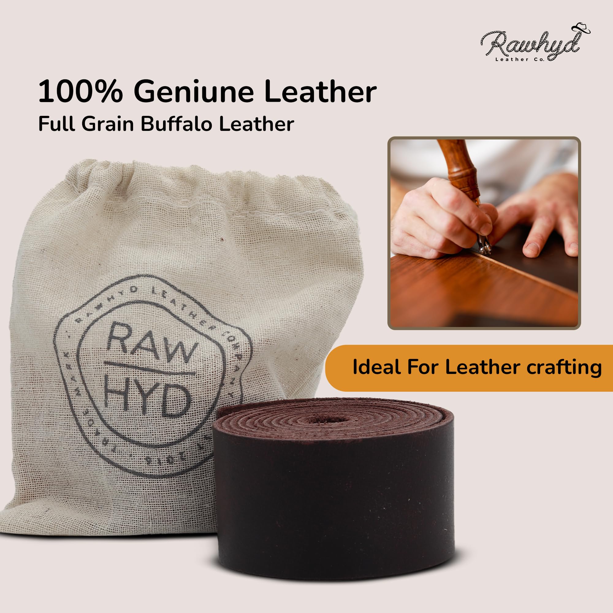 Leather Strap - Full Grain Buffalo Leather Strips for Crafts β Brown Leather Straps Ideal for Arts and Crafts, Tooling, Jewelry, DIY Home Decor, & More - Durable Tooling Leather Strip (1.5" x 60")