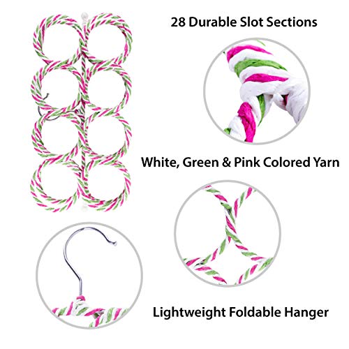Foldable 28 Ring Hole Slots Space Saving Closet Hanger Scarf, Ties, Belts, Socks Organizer for Home Bedroom, Bathroom, Living Room (2 Pack)