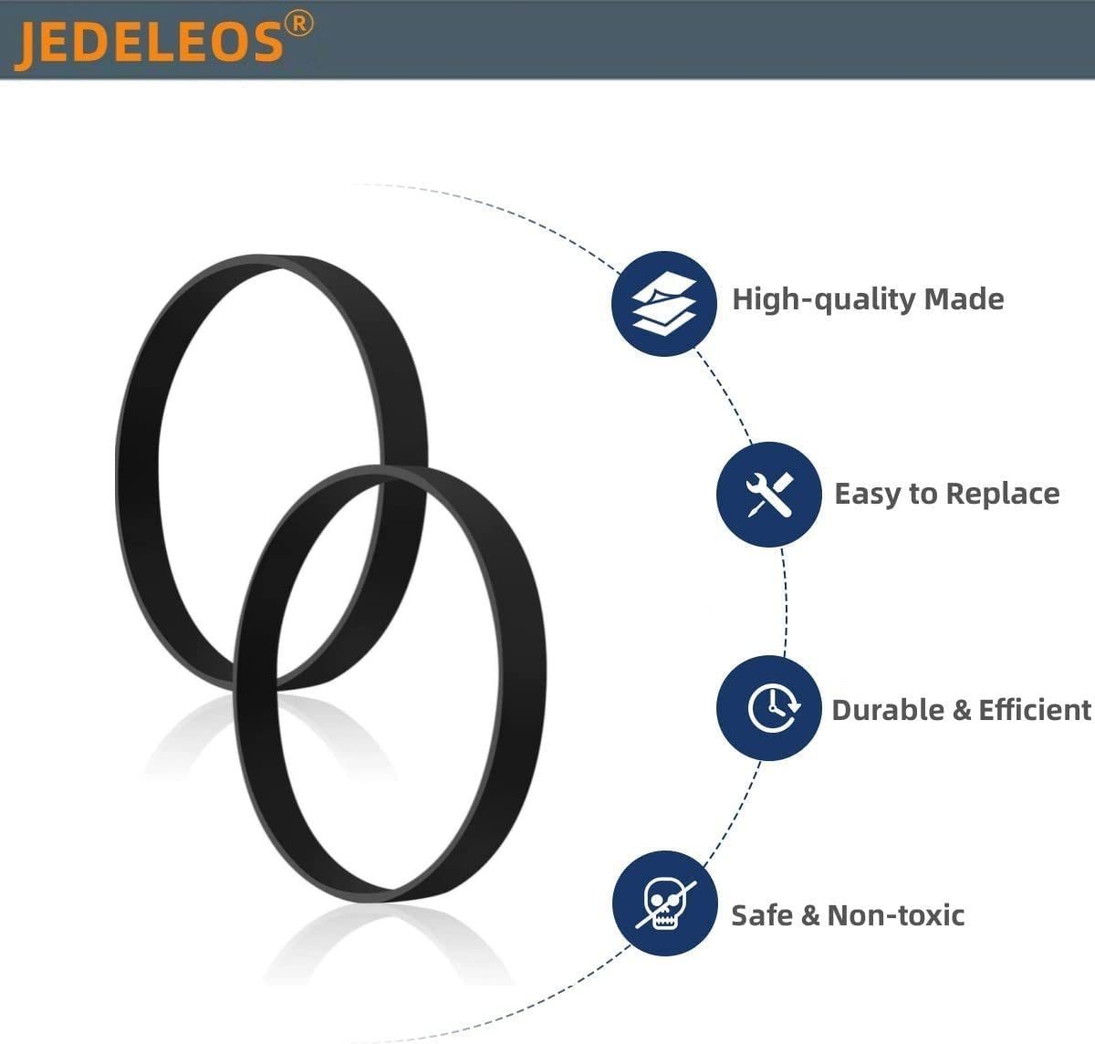 JEDELEOS Replacement Belts for Bissell Aeroswift, PowerSwift and Powertrak Compact Vacuum Cleaner, Replace Parts 1600319 and YMH28950 (Pack of 2)