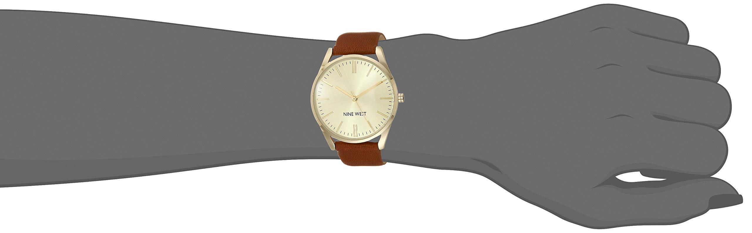 Nine West Women's Japanese Quartz Dress Watch with Faux Leather Strap, Brown, 18 (Model: NW/1994CHHY)