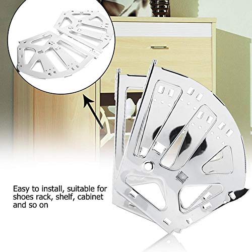 Shoes Cabinet Hinge,2Pcs Stainless Steel Shoes Drawer Hinges Shoe Rack Flip Frame Turing Rack Replacement Fittings for Shoes Storage and Arrangement (3 Layers)