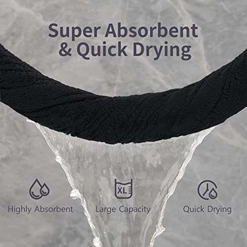 Junsey Black Bath Towels Set of 6, Bathroom Towels 27x55in Quick Dry Towel Set 600 GSM Microfiber Towels Super Soft Absorbent Shower Towels for Bathroom Hotel Spa Gym Camping Beach