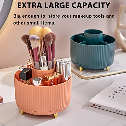 Makeup Brush Holder Organizer,360° Rotating Make up Organizer Storage,5 Slot Makeup Brushes Cup,for Vanity Decor,Bathroom Countertops,Desk Storage Container,Cosmetic Display Cases