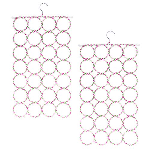 Foldable 28 Ring Hole Slots Space Saving Closet Hanger Scarf, Ties, Belts, Socks Organizer for Home Bedroom, Bathroom, Living Room (2 Pack)