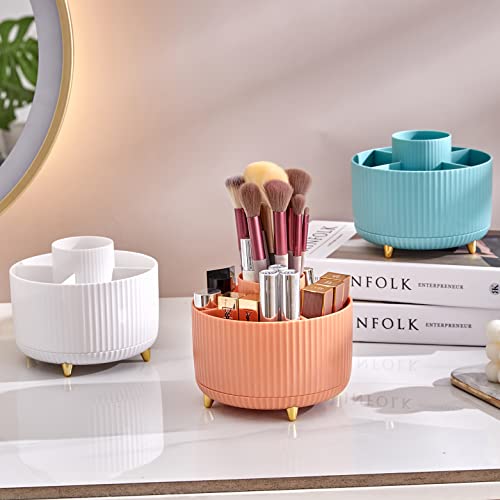 Makeup Brush Holder Organizer,360° Rotating Make up Organizer Storage,5 Slot Makeup Brushes Cup,for Vanity Decor,Bathroom Countertops,Desk Storage Container,Cosmetic Display Cases