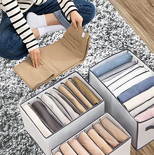 Pants Jeans Clothes Organizer Drawer for Wardrobe Folded Closet Organizers Storage Bins Washable Foldable Compartment Bedroom Separation Baskets Organization Jean Skirts Legging Sweater Dresses T-shirts Baskets Clothing (1)