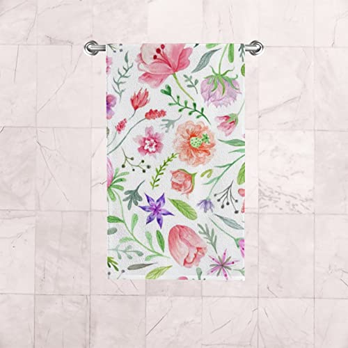 Vantaso Bath Hand Towels Set of 2 Spring Watercolor Flowers Soft and Absorbent Washcloths Kitchen Hand Towel for Bathroom Hotel Gym Spa