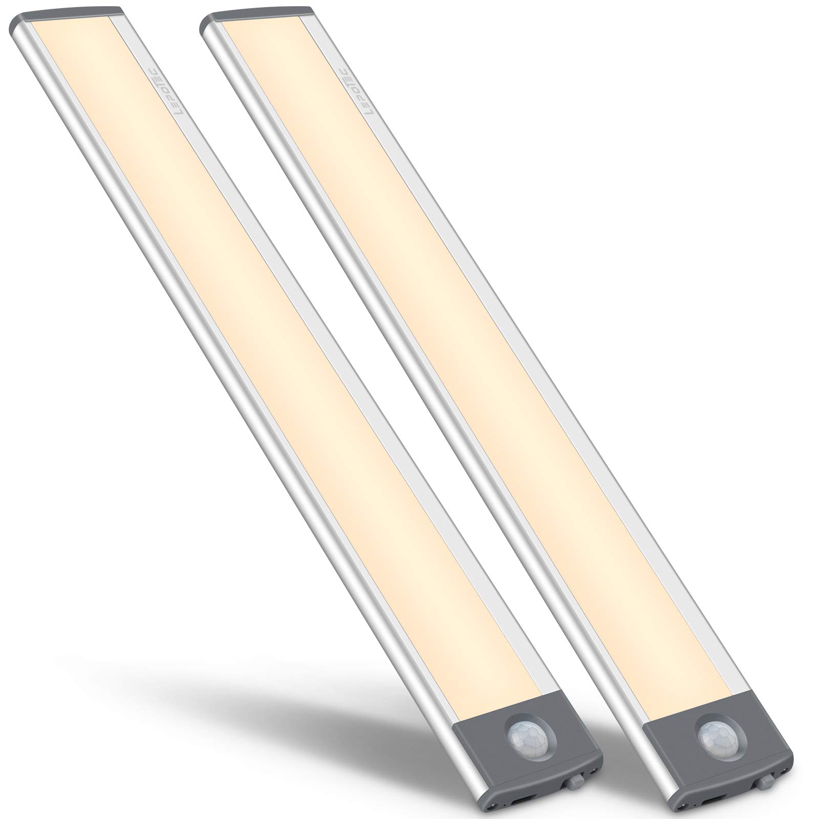54-LED Motion Sensor Cabinet Light,Under Counter Closet Wireless USB Rechargeable Kitchen Night Lights,Battery Powered for Wardrobe,Cabinet,Cupboard(Warm Light)-2Pack