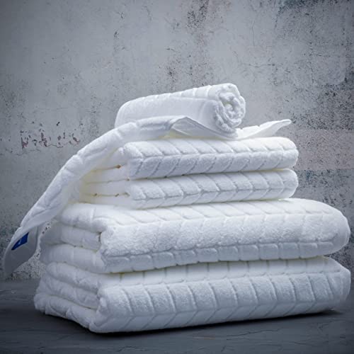 Alusa Home Ultra Soft & Plush 700 GSM Luxury Bath Towels | 100% Zero-Twist, Long-Staple Cotton | Remarkably Absorbent & Extra Large | 6 Piece Towel Set (White)