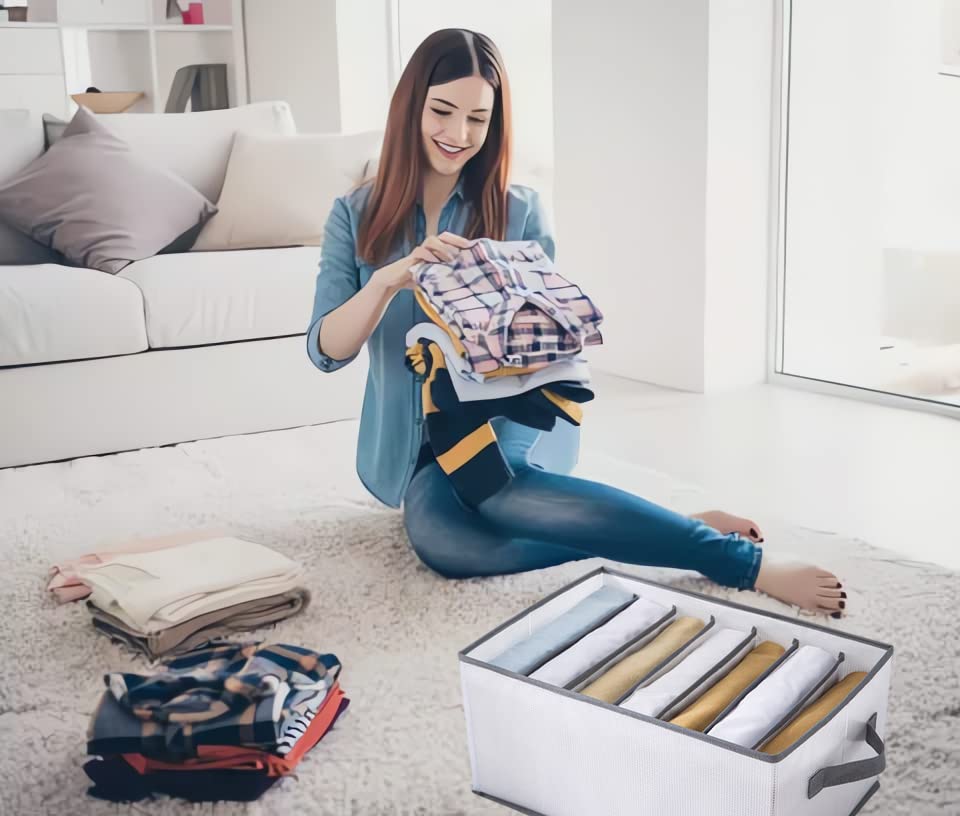 Pants Jeans Clothes Organizer Drawer for Wardrobe Folded Closet Organizers Storage Bins Washable Foldable Compartment Bedroom Separation Baskets Organization Jean Skirts Legging Sweater Dresses T-shirts Baskets Clothing (1)