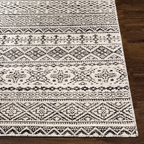 Hauteloom Mababanaba Wool Living Room, Bedroom Area Rug - Bohemian, Transitional - Black, Gray, Cream - 8' x 10'