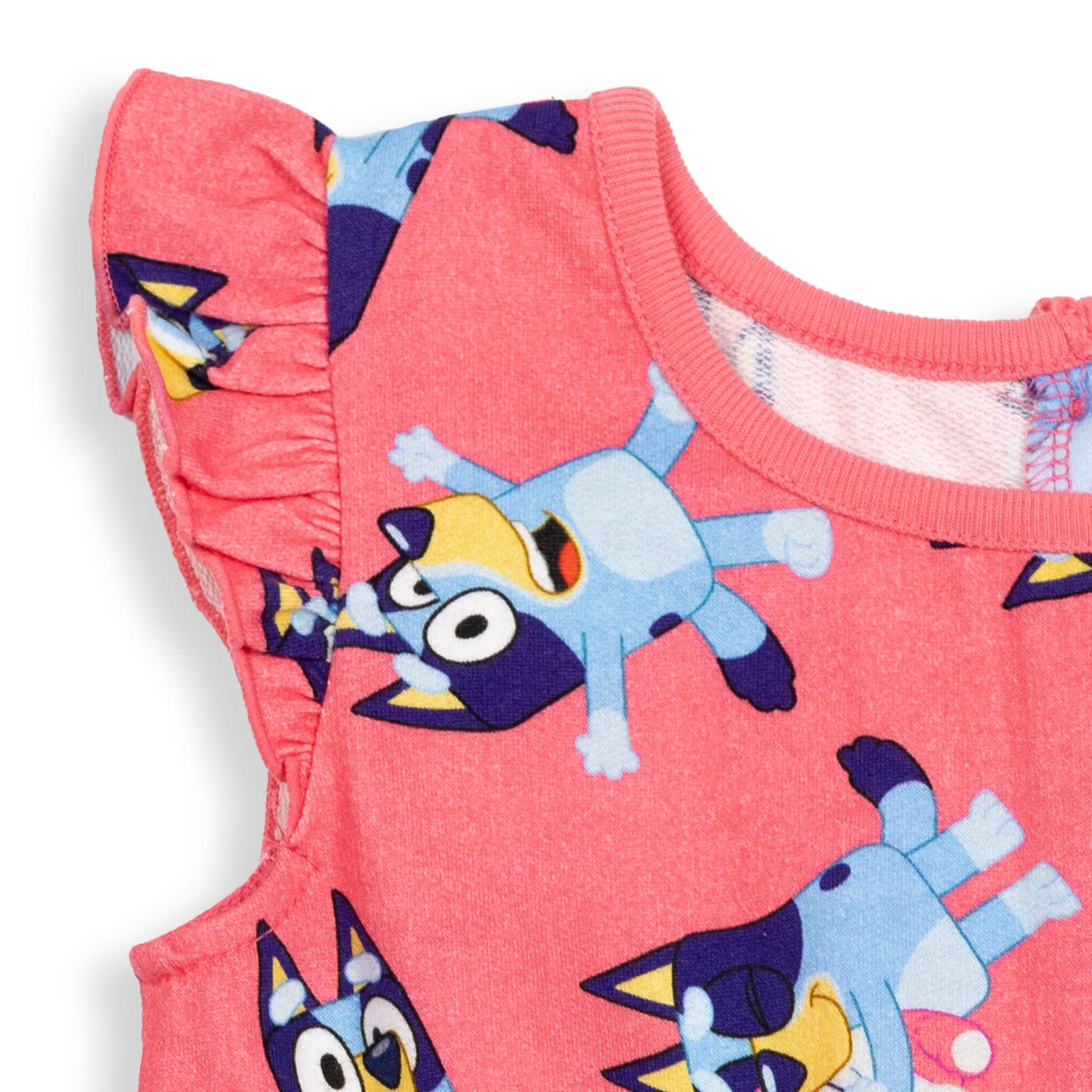 Bluey Polly Puppy Toddler Girls French Terry Sleeveless Romper Pink 2T