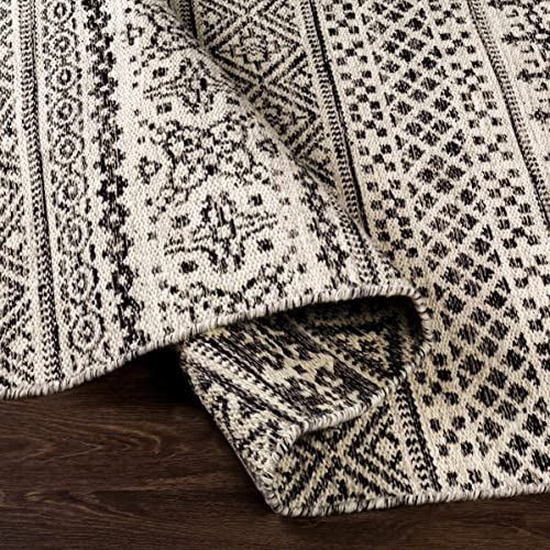 Hauteloom Mababanaba Wool Living Room, Bedroom Area Rug - Bohemian, Transitional - Black, Gray, Cream - 8' x 10'