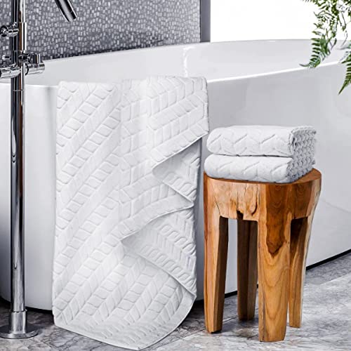 Alusa Home Ultra Soft & Plush 700 GSM Luxury Bath Towels | 100% Zero-Twist, Long-Staple Cotton | Remarkably Absorbent & Extra Large | 6 Piece Towel Set (White)