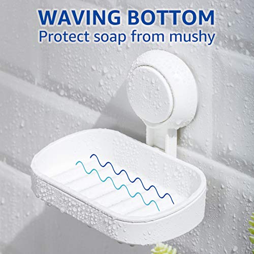 SWAMTIK Corner Shower Caddy with Soap Dish Suction Cup Shower Shelf for Shower Wall Corner Caddy No Drilling Shower Soap Holder for Bathroom Bathtub - White