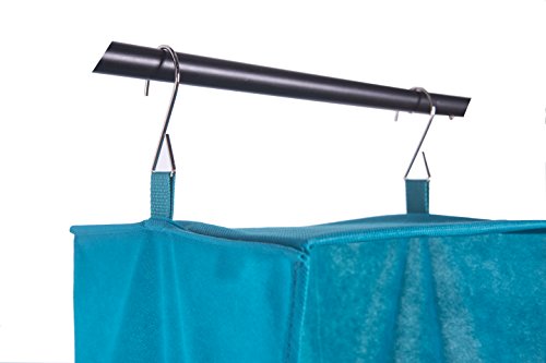Amelitory Hanging Closet Organizer 4 Shelf Foldable Hanging Storage Shelves Fabric, Lake Blue