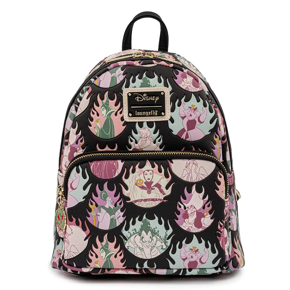 Loungefly Disney Villains Pastel Flames All Over Print Womens Double Strap Shoulder Bag Purse
