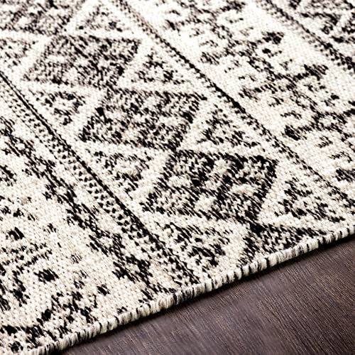 Hauteloom Mababanaba Wool Living Room, Bedroom Area Rug - Bohemian, Transitional - Black, Gray, Cream - 8' x 10'