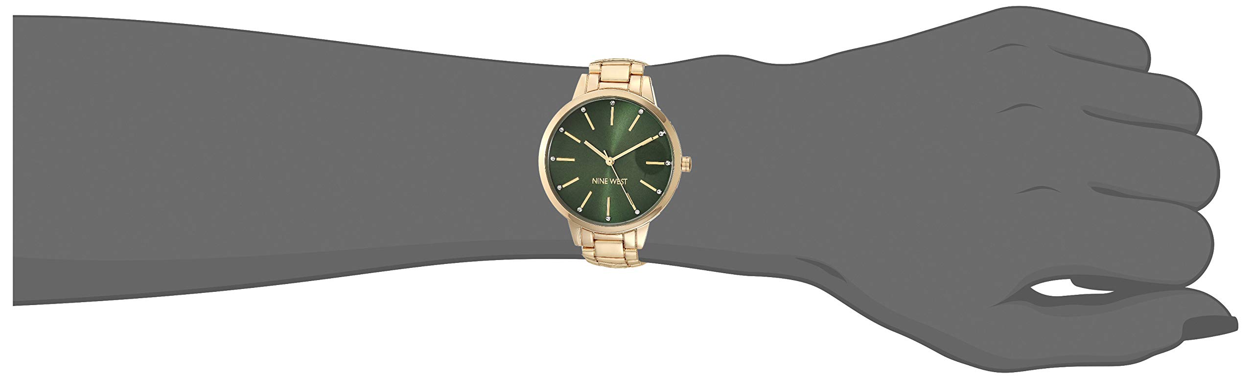 Nine West Women's Japanese Quartz Dress Watch with Metal Strap, Gold, 14 (Model: NW/2098GNGB)