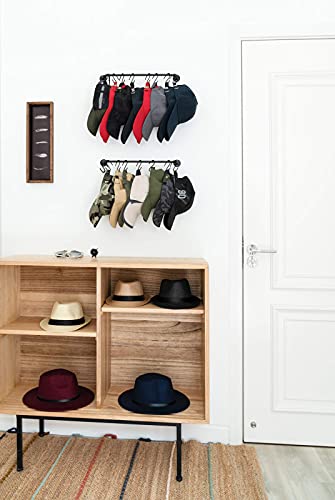 Mkono Hat Rack Baseball Cap Organizer for Wall and Door 2 Straps and Baseball Cap Organizer Hanger with 20 Hooks