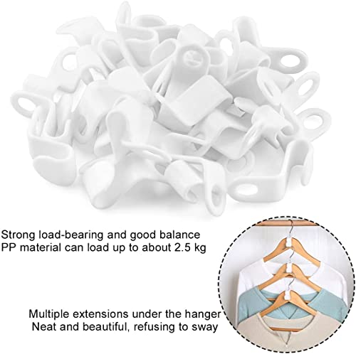 Clothes Hanger Connector Hooks 100PCS Mini Cascading Hanger Hooks Clothes Closet Cascading Connection Hooks Hanger Extender Clips Space Saving(White)