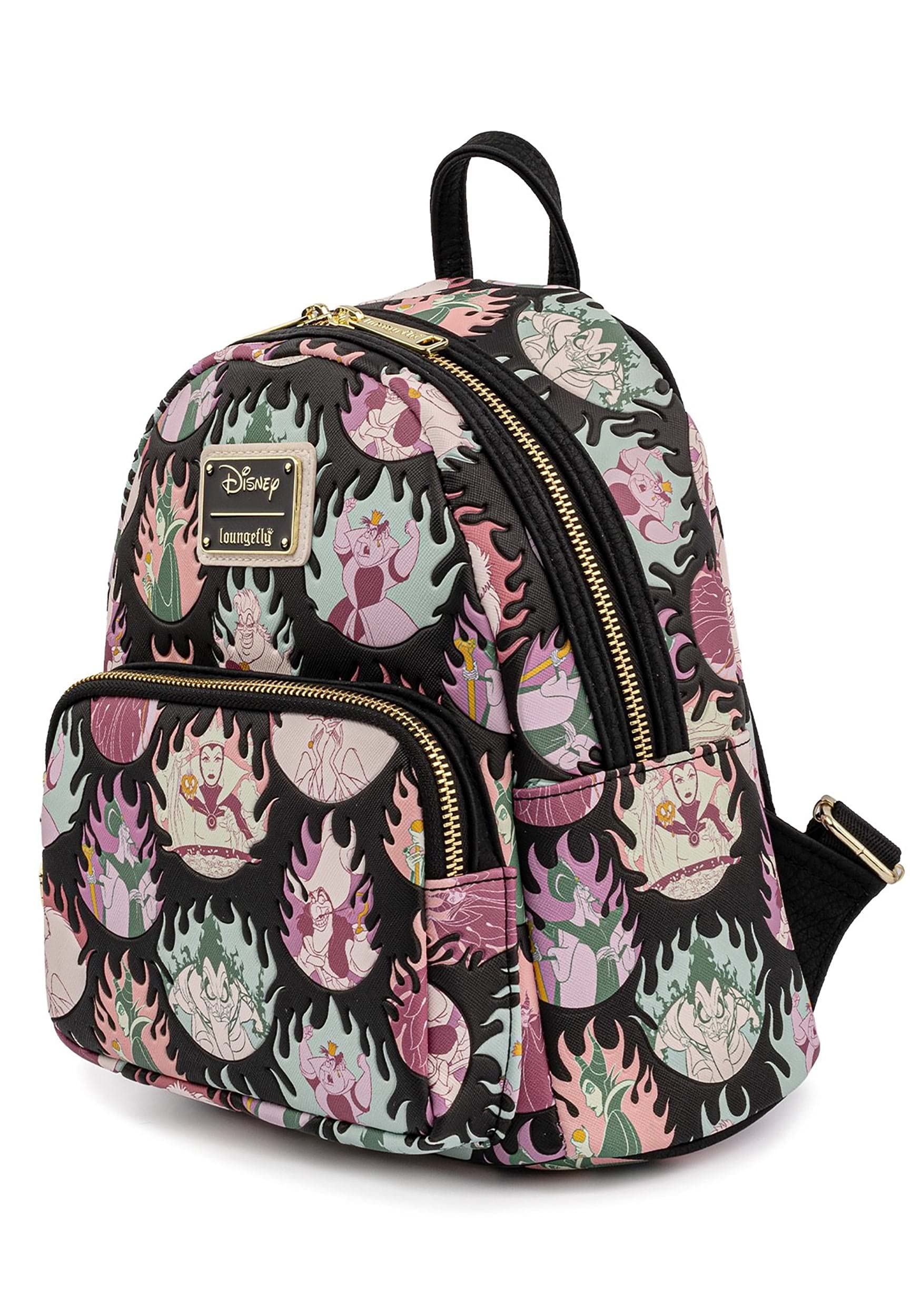 Loungefly Disney Villains Pastel Flames All Over Print Womens Double Strap Shoulder Bag Purse