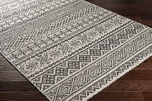 Hauteloom Mababanaba Wool Living Room, Bedroom Area Rug - Bohemian, Transitional - Black, Gray, Cream - 8' x 10'
