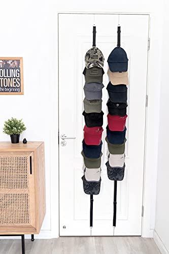 Mkono Hat Rack Baseball Cap Organizer for Wall and Door 2 Straps and Baseball Cap Organizer Hanger with 20 Hooks